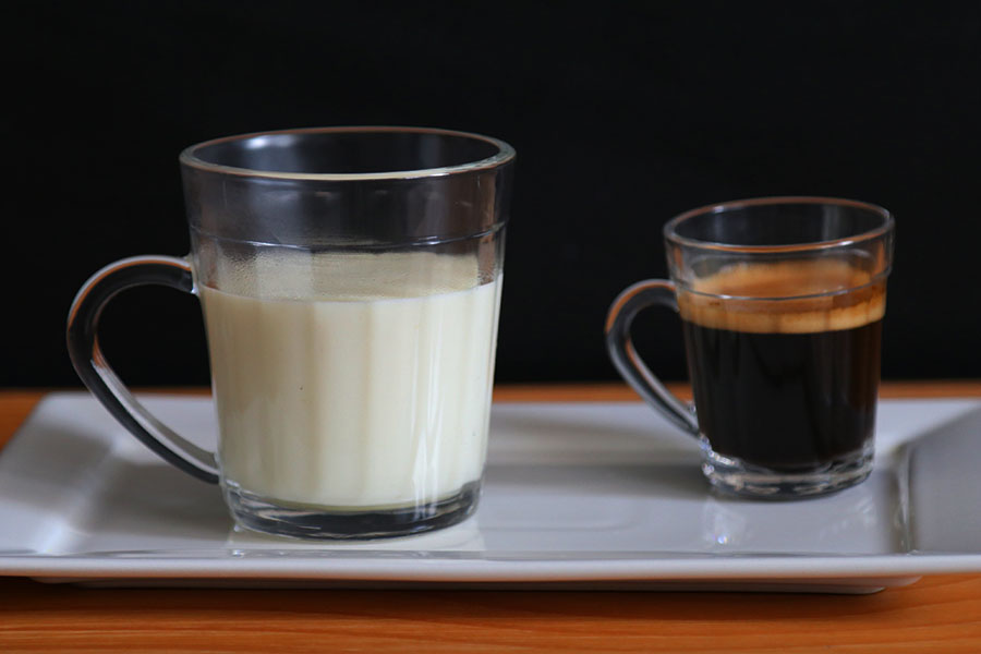Café com leite cremoso